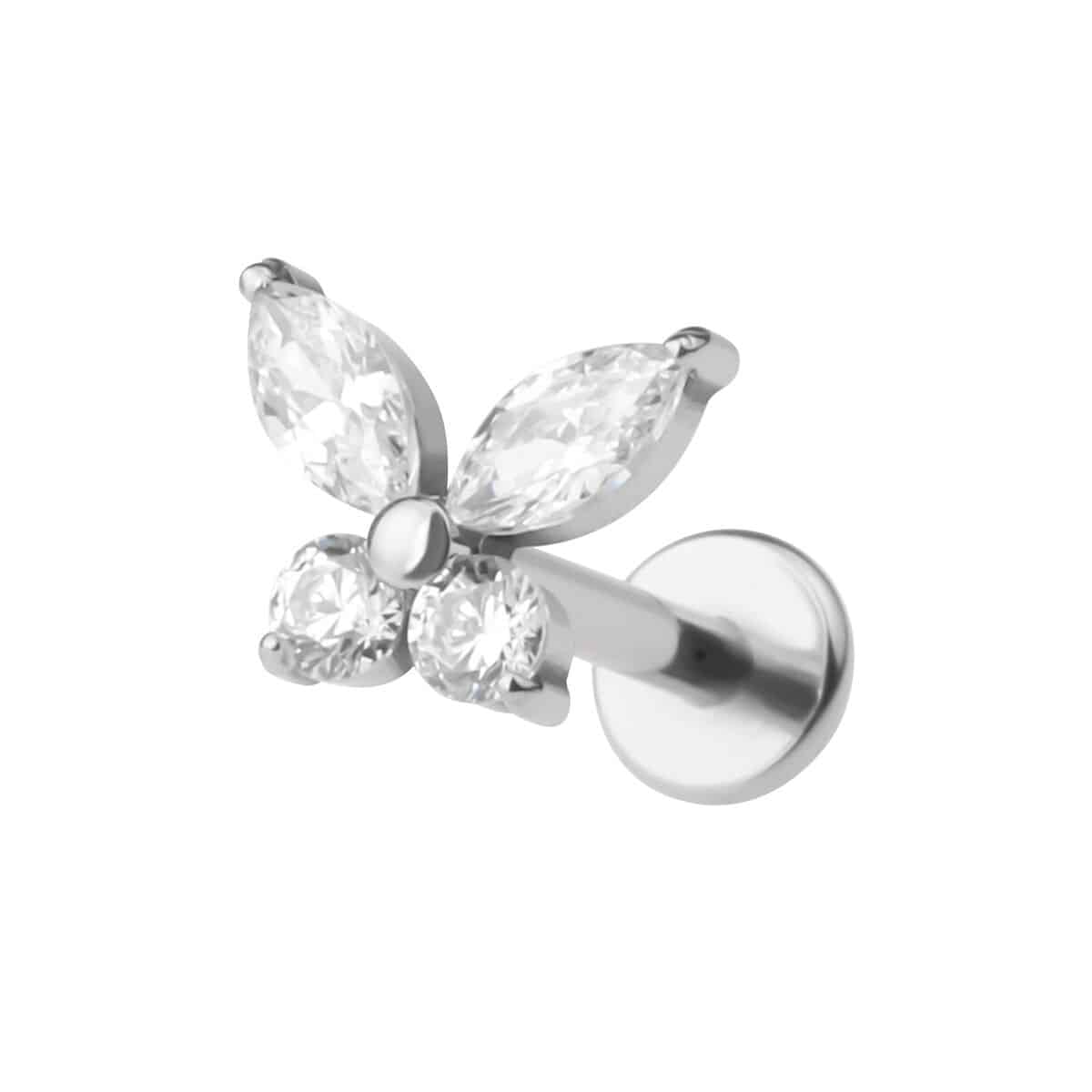 Crystal Flutter Titanium Labret with Internally Threaded Design